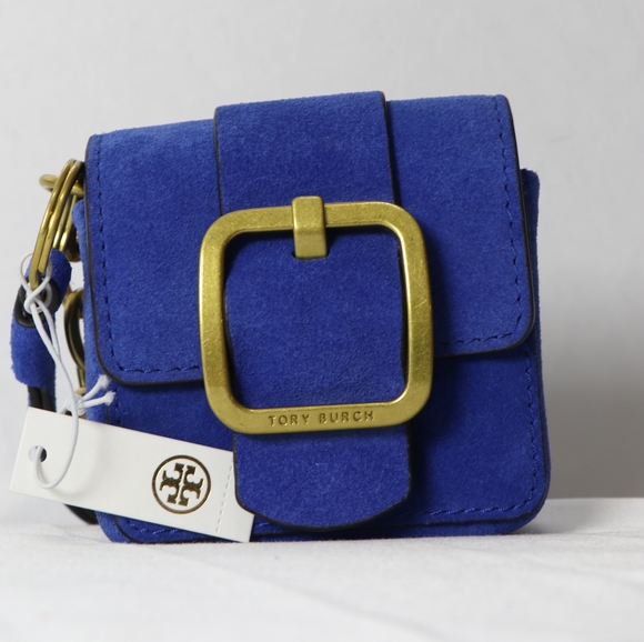 Tory Burch | Bags | Blue Suede Tory Burch Coin Purse With Gold Tone ...